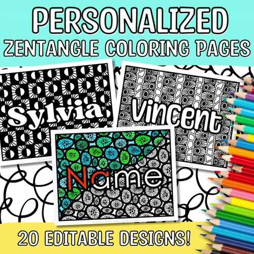 EDITABLE! Personalized Coloring Pages Relax Zentangle Mindfulness ...