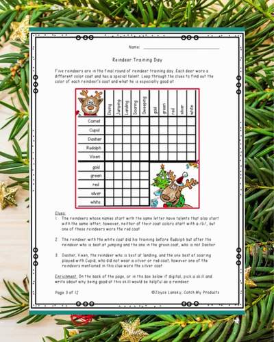 Christmas Logic Puzzles for Middle School by Catch My Products | TPT