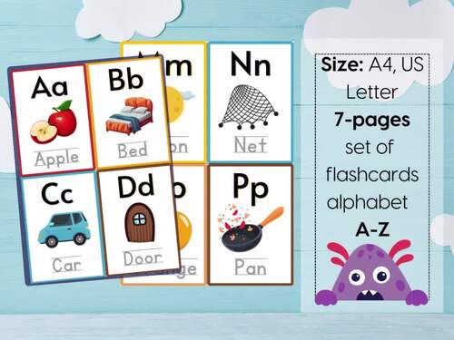 ABC Flashcards: 26Cards & free ABC Chart, Learning Letters by ...