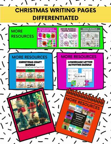 Retro Christmas Character Writing Pages (Differentiated) Snowman, Santa ...
