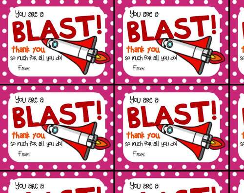 Cute Rocket Thank-You Gift Tag- You are a BLAST! Thank you so much for ...