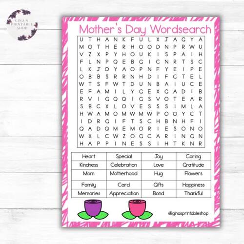 Mothers Day Wordsearch Activity by GinasPrintableShop | TPT