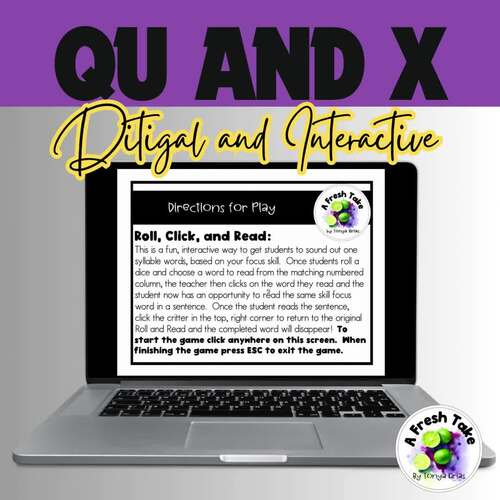Digital Roll, Click, & Read |Phonics Game| QU and X Consonant Words ...