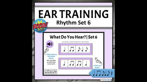 Rhythm Pattern Identification Ear Training Music Boom Cards - Set 6