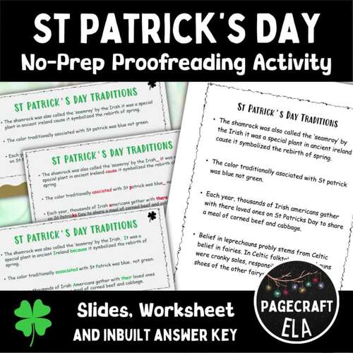 St. Patrick’s Day Proofreading Activity | SPaG Practice with Cultural ...