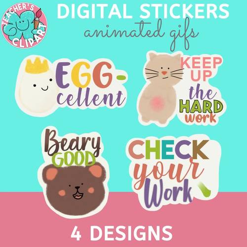 Motivational Animated Digital Stickers for Google Classroom, Slides and ...