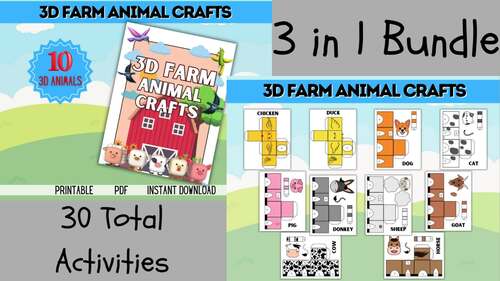 Printable Farm Animal / Insect / Zoo Animal Craft Bundle, Early Learner ...