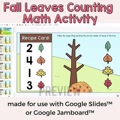Fall Leaves Counting Digital Activity with Google Jamboard™ and Slides™