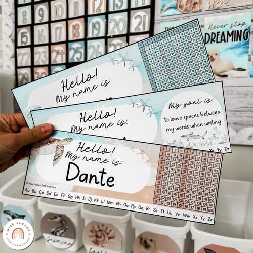 Student Name Tags & Goals Desk Plates | Modern Ocean Classroom Decor ...
