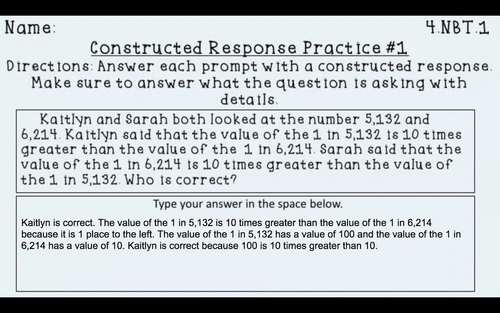 4.NBT.1 Constructed Responses Google Classroom™ & Worksheets | TpT