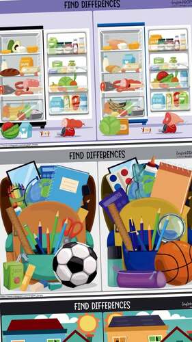 Find/Spot the Differences Speaking Cards/Cambridge Movers A1/Speaking ...