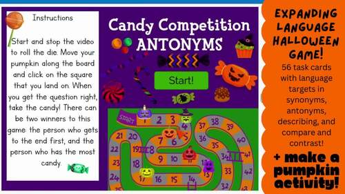 Describing Halloween Board Game Boom Cards for Speech Therapy | TPT