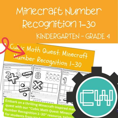 Cubic Math Quest: Minecraft Number Recognition 1–30 by Creative Worksheets