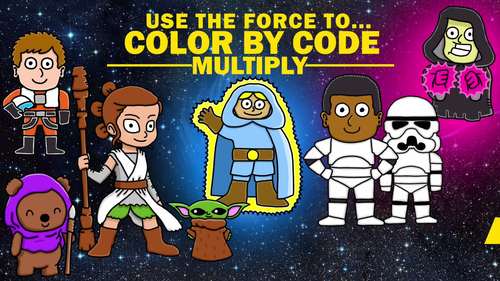 USE THE FORCE to Color by Code – BILINGUAL – Multiply – EDITABLE MAGIC PDF!