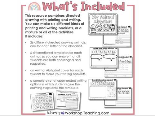 Directed Drawing Animal Alphabet - Differentiated Printing and Writing ...