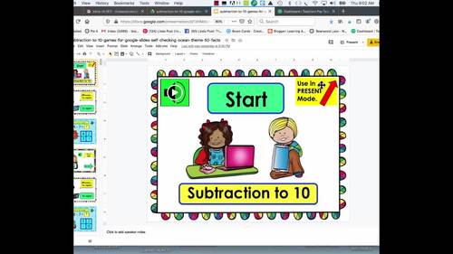 Subtraction GAME Google 50 Facts to 10 Ocean Theme Distance Learning ...