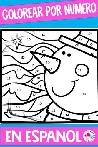 SPANISH WINTER COLOR BY NUMBER by Primary Piglets | TPT