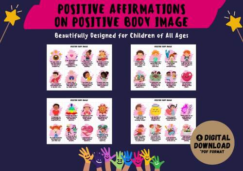 32 Positive Affirmation Cards on Positive Body Image for Children