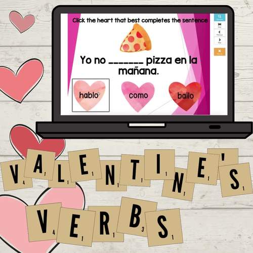 Boom Cards | Spanish Verb Practice | Valentine's Theme by Profe 'Zulita