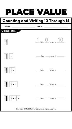 1st Grade Place Value Math Skills Worksheets, Counting&Writing ...