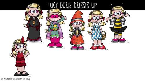 Lucy Doris Dresses up clip art, Halloween, Melonheadz Character COMBO PACK
