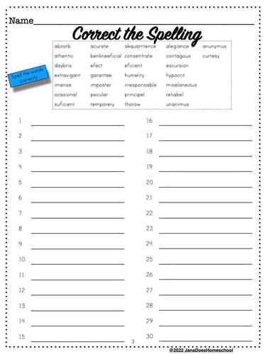 Abeka Spelling Vocabulary & Poetry 4 - Spelling List 18 - Practice ...