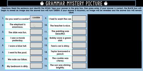 Nouns Activity - Grammar Mystery Picture Reveal - Joke - Digital