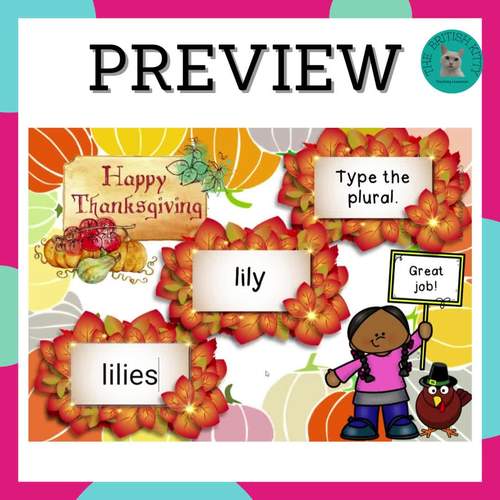 Thanksgiving Plural Nouns Boom™ Cards by The British Kitty | TPT