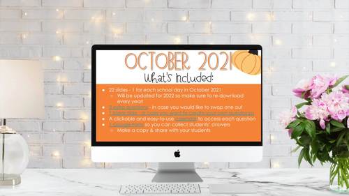 Question of the Day October | Digital Journal Prompts for Morning Meeting