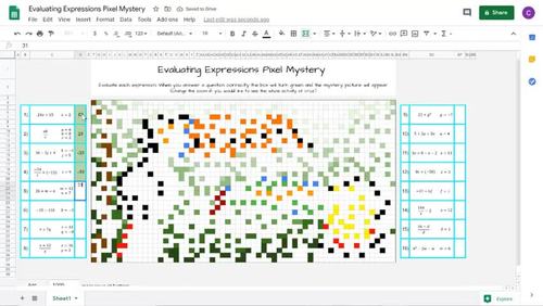 Evaluating Expressions Digital Pixel Mystery by Believe in Math | TpT