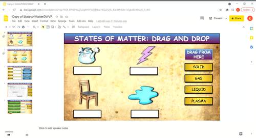 States Of Matter: Drag & Drop Worksheet: Google Slides. Powerpoint