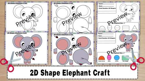 2D Shape Elephant Craft | Shapes Cut-and-Paste Math For Preschool ...