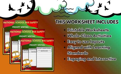 National School Bus Safety Week Writing Prompts | 20 Creative Pages ...