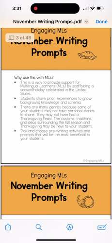 ESL ELD November Writing Prompts - Personal Narrative, Narrative, and ...