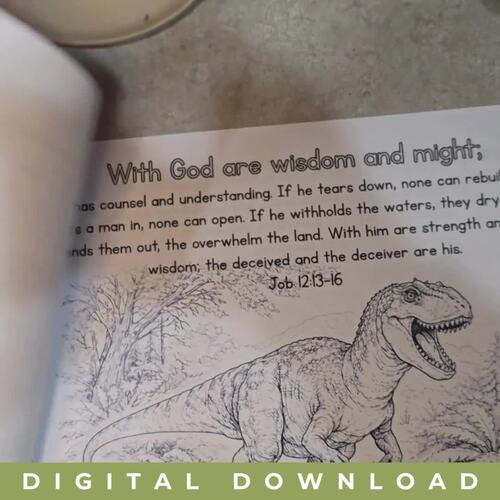 Dinosaur Coloring Pages with Bible Verses by Healing Home | TPT