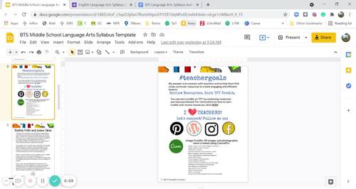 Language Arts Syllabus Template and Google Form Set for Middle School ELA