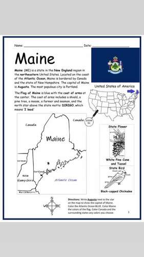 New England Region States of the USA Printable Bundle by Interactive ...
