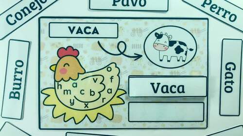 $1 Deal Spanish Centros de Lectoescritura - Vocabulario de la Granja ...