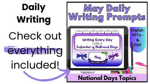 May Writing Prompts Journal Daily Quick Write PPT PDF Google by ...