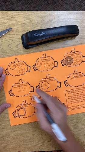 Area & Circumference of CIRCLES Fall Pumpkin Wreath Self Checking ...