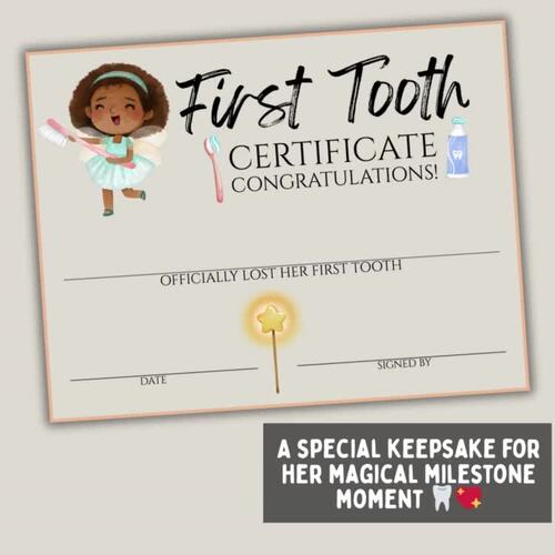 Fairy-Themed Lost Tooth Certificate – Printable Award for Girls | TPT