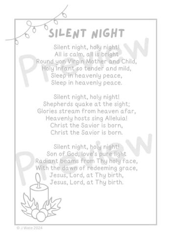 Christmas Ornament Arts & Craft Carol Lyrics Activity - Holiday Worksheets