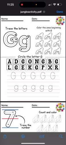 Jungle Animals Activity Pack | Set 7 | Preschool & Kindergarten Worksheets