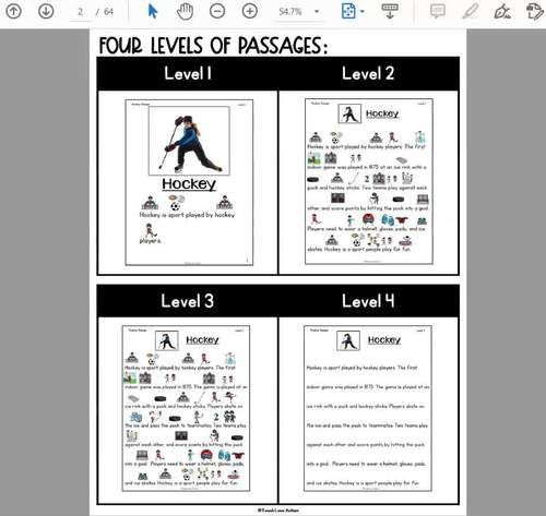 Hockey Reading Comprehension Passages and Questions with Visuals
