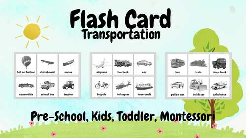 Transportation Flash Cards A to Z Bonus Colouring Pages by Kids n Kids
