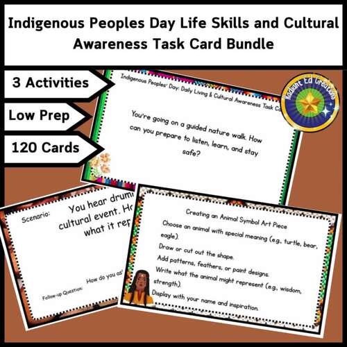 Indigenous Peoples Day Life Skills and Cultural Awareness Task Card Bundle
