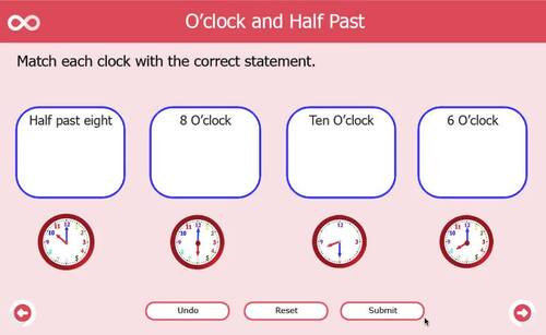 Telling the Time: O'clock and Half Past Digital Math Activities CCSS.K ...