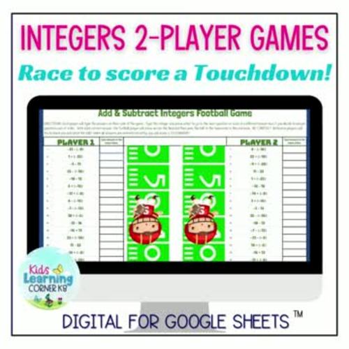 Adding & Subtracting Integers Practice BUNDLE - Math Games - Football