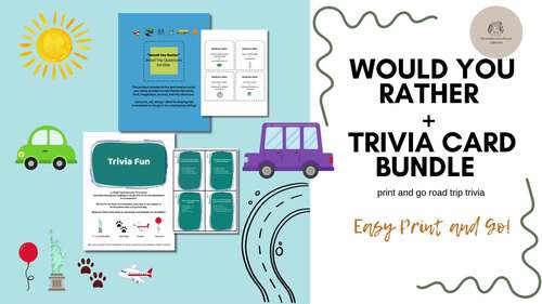 Would You Rather + Trivia Card Bundle Printable Activity for Kids of ...