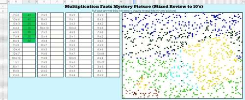 Summer Digital Mystery Picture for Multiplication Facts to 10's ...